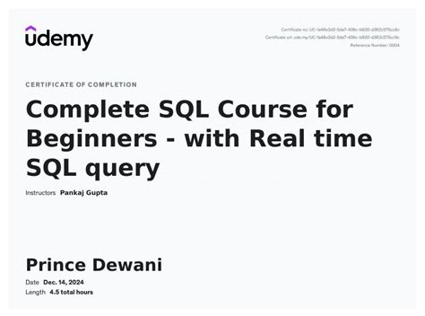 Prince Dewani On Linkedin Sql Dataskills Keeplearning Sunstone Udemy Upskilling