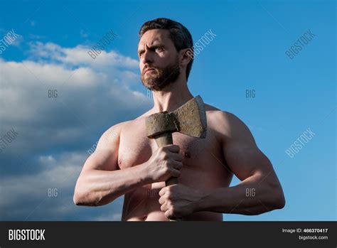 Shirtless Man Axe Image Photo Free Trial Bigstock