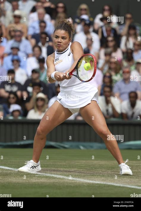 Italian Tennis Player Jasmine Paolini In Action At The 2024 Wimbledon