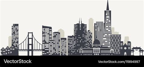 San Francisco Skyline Silhouette Royalty Free Vector Image