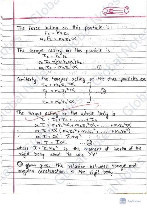Rotational Dynamics Global Notes