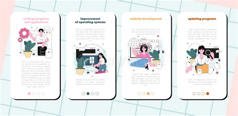 Programming Mobile Application Banner Set Idea Of Coding Testing And Writing Stock Vector