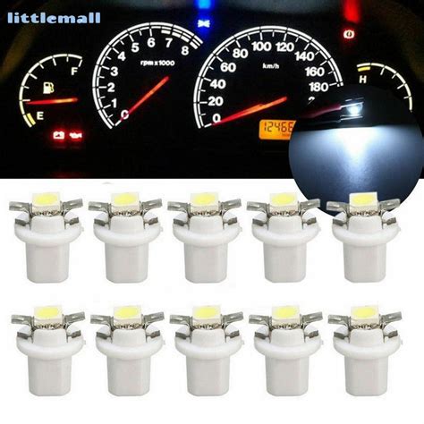 10pcs T5 B8 5d รถวัด Led Dashboard เครื่องมือแผงหลอดไฟสีขาว 12v
