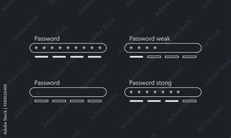 Password Weak And Strong Interface Security Bar Safety Requirement Form Template For Website