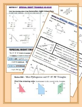 Geometry Unit Pythagorean Theorem Special Right Triangles