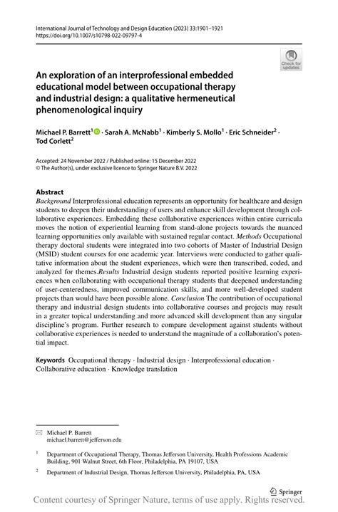 An Exploration Of An Interprofessional Embedded Educational Model