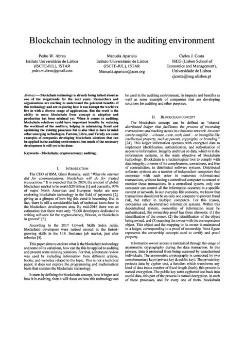 Pdf Blockchain Technology In The Auditing Environment