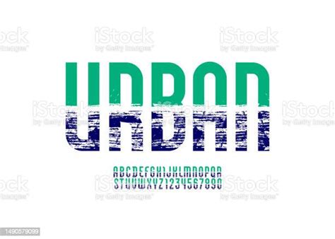 질감 높은 글꼴 긴 알파벳 좁은 색상의 대문자 및 숫자는 질감 효과 벡터 일러스트레이션 10eps 두꺼운에 대한 스톡 벡터 아트 및 기타 이미지 Istock