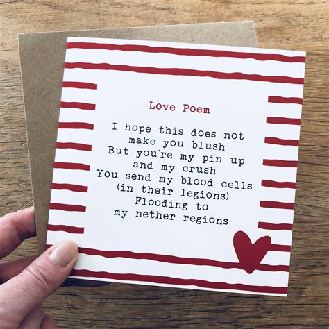 Cheeky Love Poem Card Romantic Cards For Him Or Her
