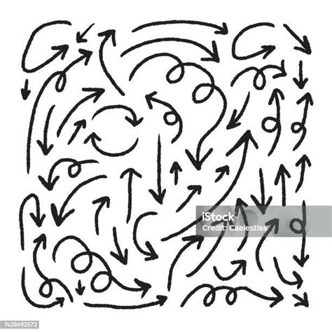 흰색 배경에 고립 된 다른 손으로 그린 그런 지 화살표 세트 벡터 디자인 요소 컬렉션 손으로 그린 화살표 포인터 분리 개체 그룹에 대한 스톡 벡터 아트 및 기타 이미지