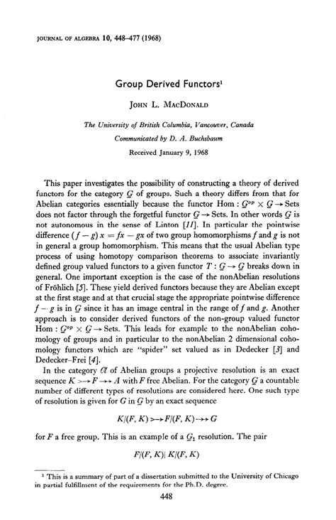 Pdf Group Derived Functors