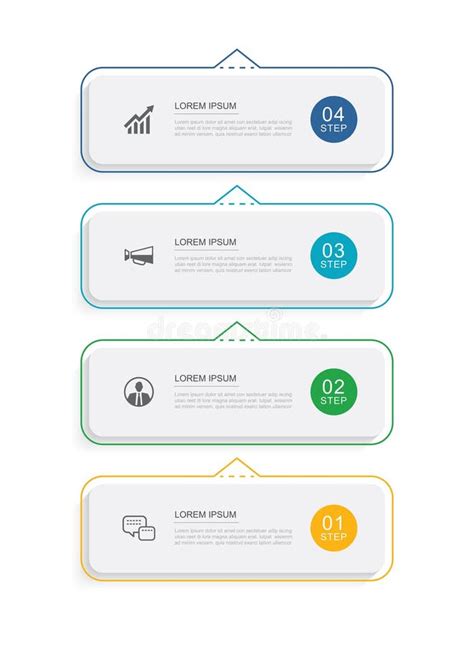 4 Data Infographics Rectangle Tab Index Template Illustration Business Abstract Background