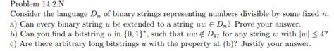 Solved Problem 142n Consider The Language Dn Of Binary