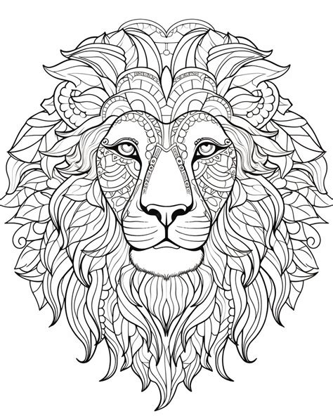 Zentangle Lion Coloring Pages Print Design Premium Ai Generated Image