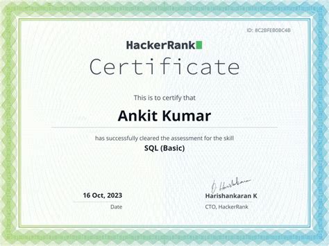 Ankit Kumar On Linkedin Hackerrank Sql Certification Continuouslearning Hackerrank