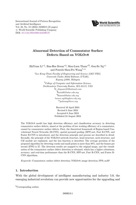 Abnormal Detection Of Commutator Surface Defects Based On Yolov8 Request Pdf