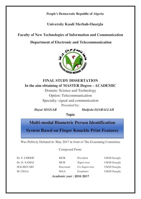 Pdf Multi Modal Biometric Person Identification System Based On