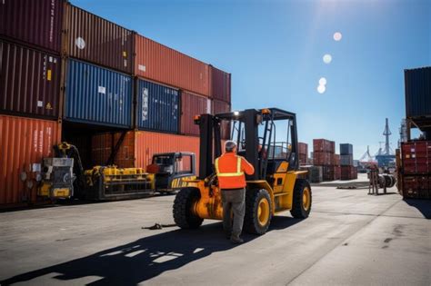 premium ai image forklift loading cargo onto a shipping container