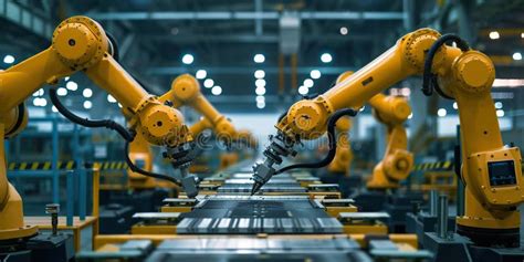 Automated Robotic Arms Showcasing The Cutting Edge Technology Of The Future Stock Illustration