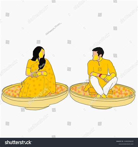 Haldi Couples Wedding Couples Goal Haldi Stock Illustration 2349308419