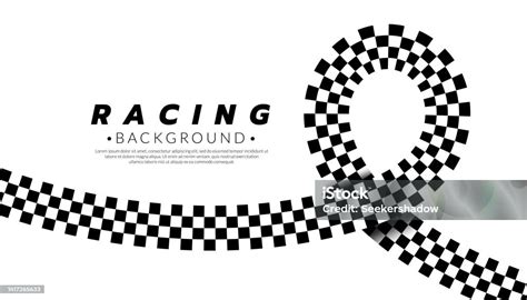 추상 체크 무늬 플래그 리본 배경 레이싱 컨셉 흰색 배경에 체스 패턴 벡터 일러스트레이션 스포츠 레이스에 대한 스톡 벡터 아트 및 기타 이미지 Istock