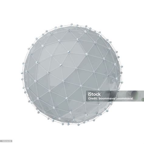 분자 또는 원자 기하학적 구 다각형 와이어프레임의 개념은 흰색 배경에 분리되어 있다 나노 3d 일러스트레이션 0명에 대한 스톡