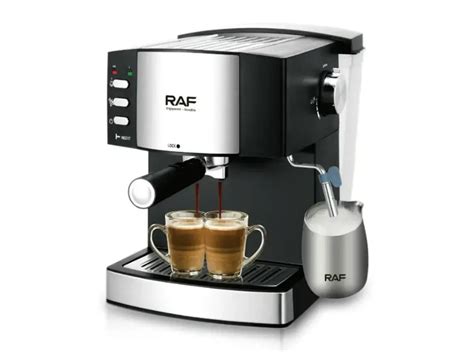 Кофеварка кофемашина на 2 чашки полуавтоматическая Raf R113 15 Bar 850 Ватт Silver Espresso с