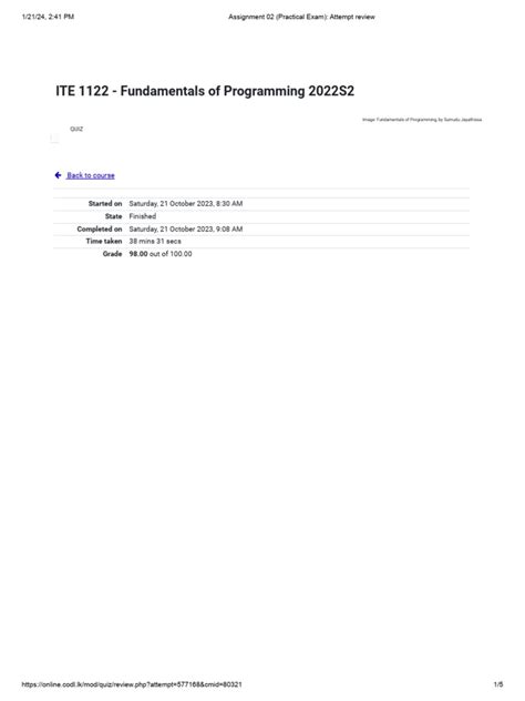 Fundamentals Of Programming 2023 Assignment 02 Practical Exam