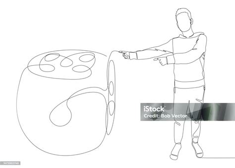 손가락으로 단어를 가리키는 남자의 연속 한 줄 얇은 선 그림 벡터 개념입니다 윤곽 그리기 창의적인 아이디어 가능성에 대한 스톡 벡터 아트 및 기타 이미지 Istock