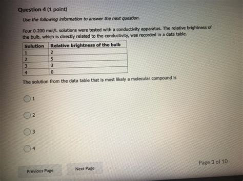 Solved Question 4 1 Point Use The Following Information To