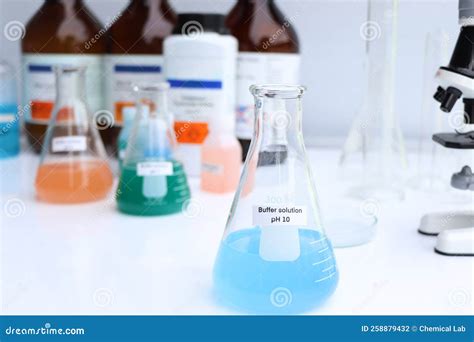 Buffer Solution In Glass Chemical In The Laboratory And Industry Stock Buffer Solution In Glass Chemical In The Laboratory And Industry Stock