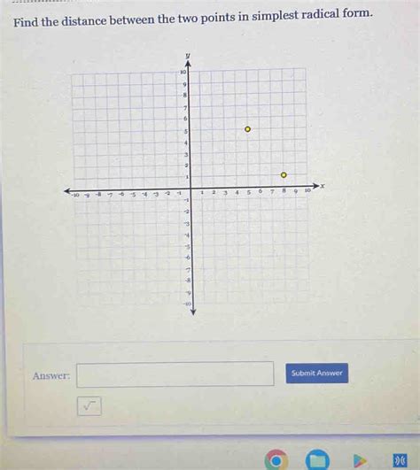 solved find the distance between the two points in simplest radical