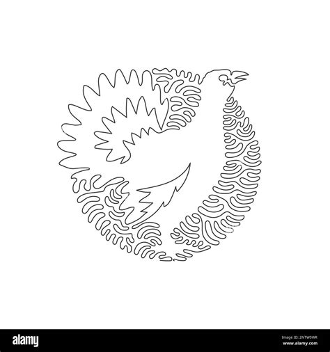 Single Curly One Line Drawing Of Funny Grouse Abstract Art Continuous