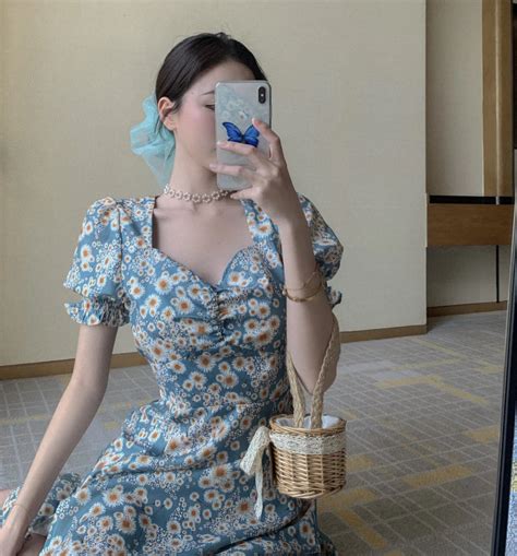 Корейское шикарное винтажное платье с принтом маргаритки женское летнее платье с пышными