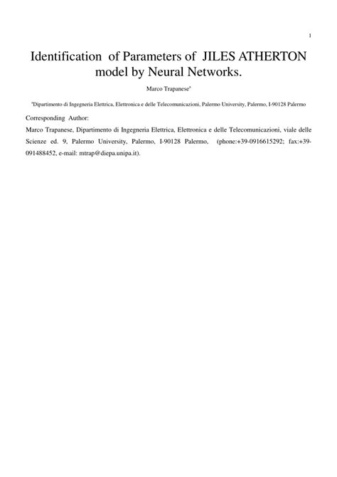 Pdf Identification Of Parameters Of The Jiles Atherton Model By