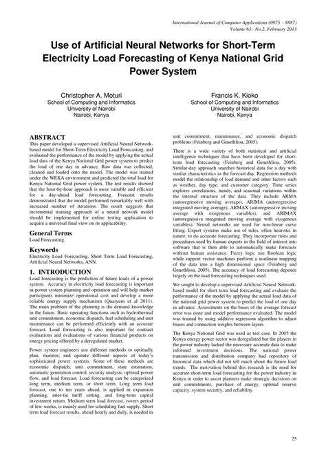 Pdf Use Of Artificial Neural Networks For Short Term Electricity Load Forecasting Of Kenya