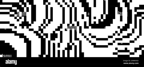 Pixelated Curved Wavy Texture Black Dithered Bent Lines Background Digitalized Warped Stripes