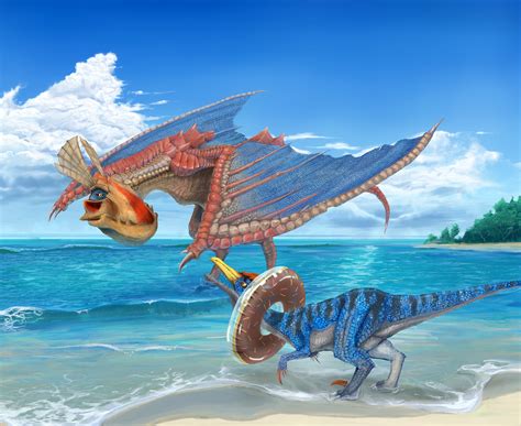 Yian Kut Ku And Velocidrome Monster Hunter Drawn By Nagakuraseven
