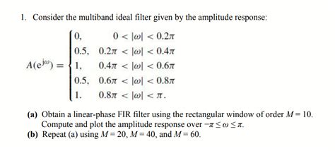 Solved 1 Consider The Multiband Ideal Filter Given By The Chegg Com