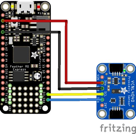 adafruit feather m0 and vcnl4040 proximity sensor circuitpython example
