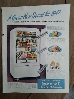 1947 Servel White Gas Refrigerator Vintage Appliance Ad Ebay