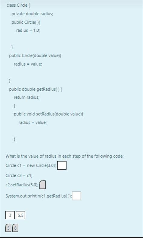 Solved Class Circle Private Double Radius Public Circle