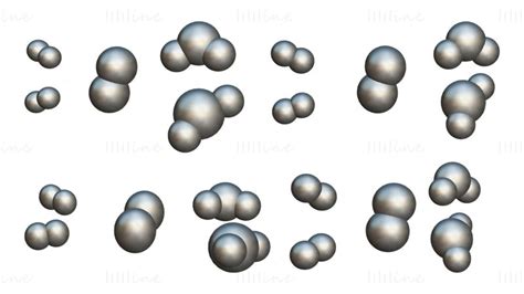 reaction of hydrogen and oxygen to water 3d model