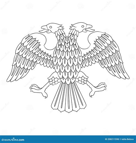 Double Headed Eagle With Spread Wings Emblem Symbol Stock Vector