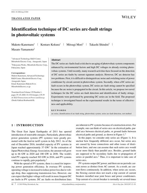 Identification Technique Of Dc Series Arc‐fault Strings In Photovoltaic Systems