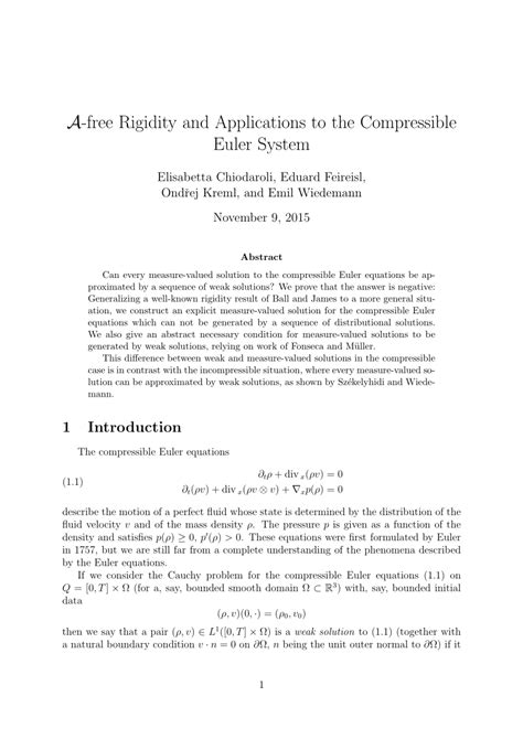 Pdf Mathcal A Free Rigidity And Applications To The Compressible Euler System