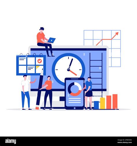 Time Management Vector Illustration Concept With Characters Modern