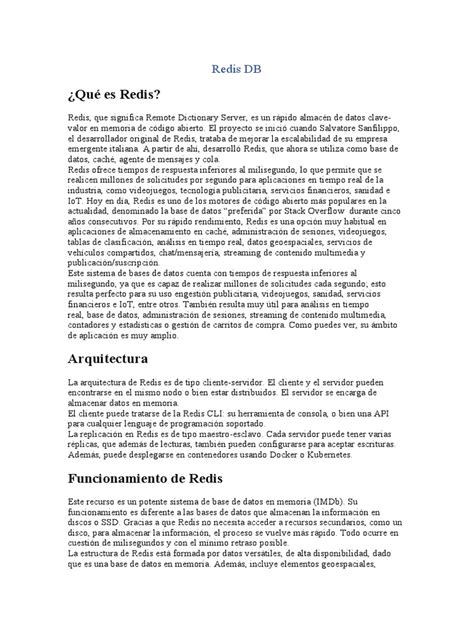 redis db pdf bases de datos almacenamiento de datos de la computadora