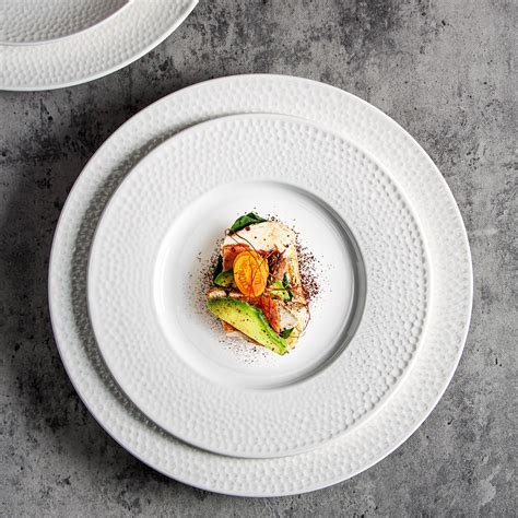 Fine Dining Plates Set Porcelain White Dish