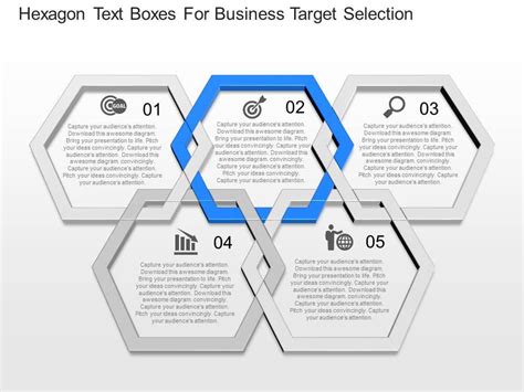 Ppt Hexagon Text Boxes For Business Target Selection Powerpoint Template PowerPoint Slide